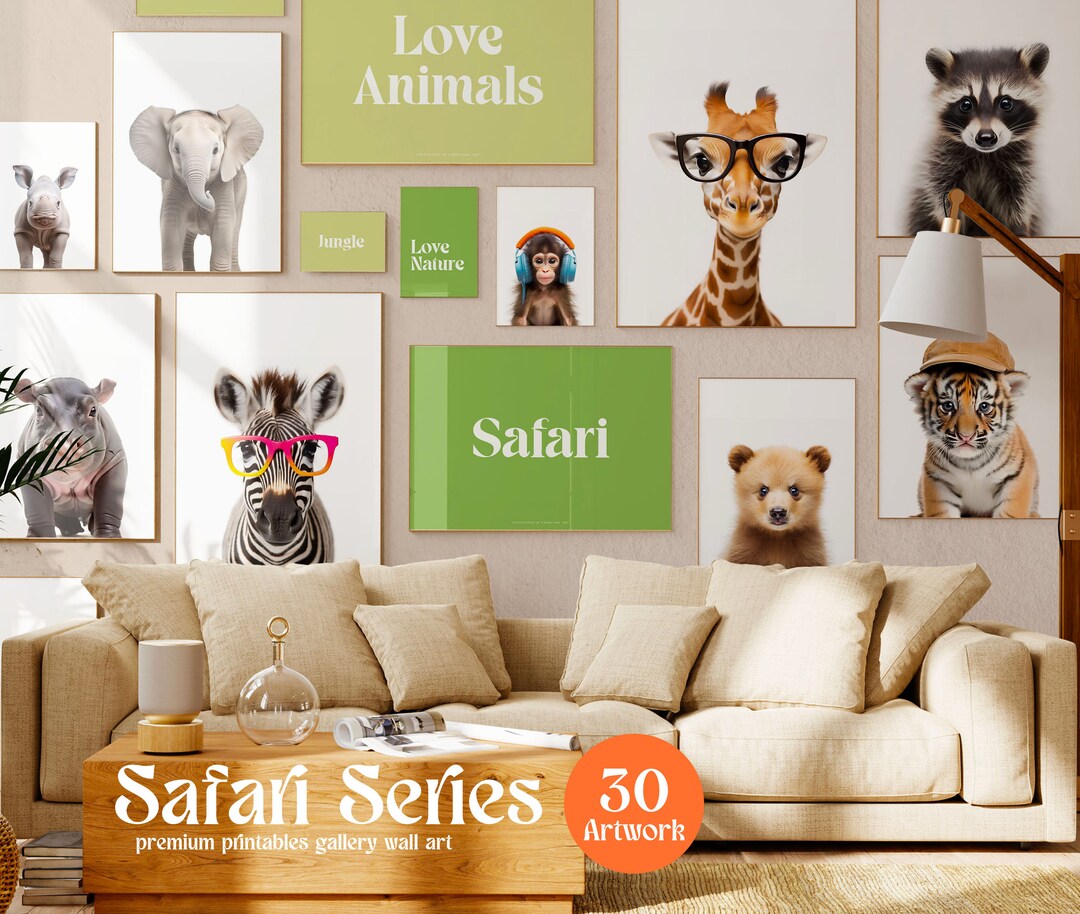 Baby Animals Theme Wall Art, Safari Nursery Decor, Safari Nursery Theme ...