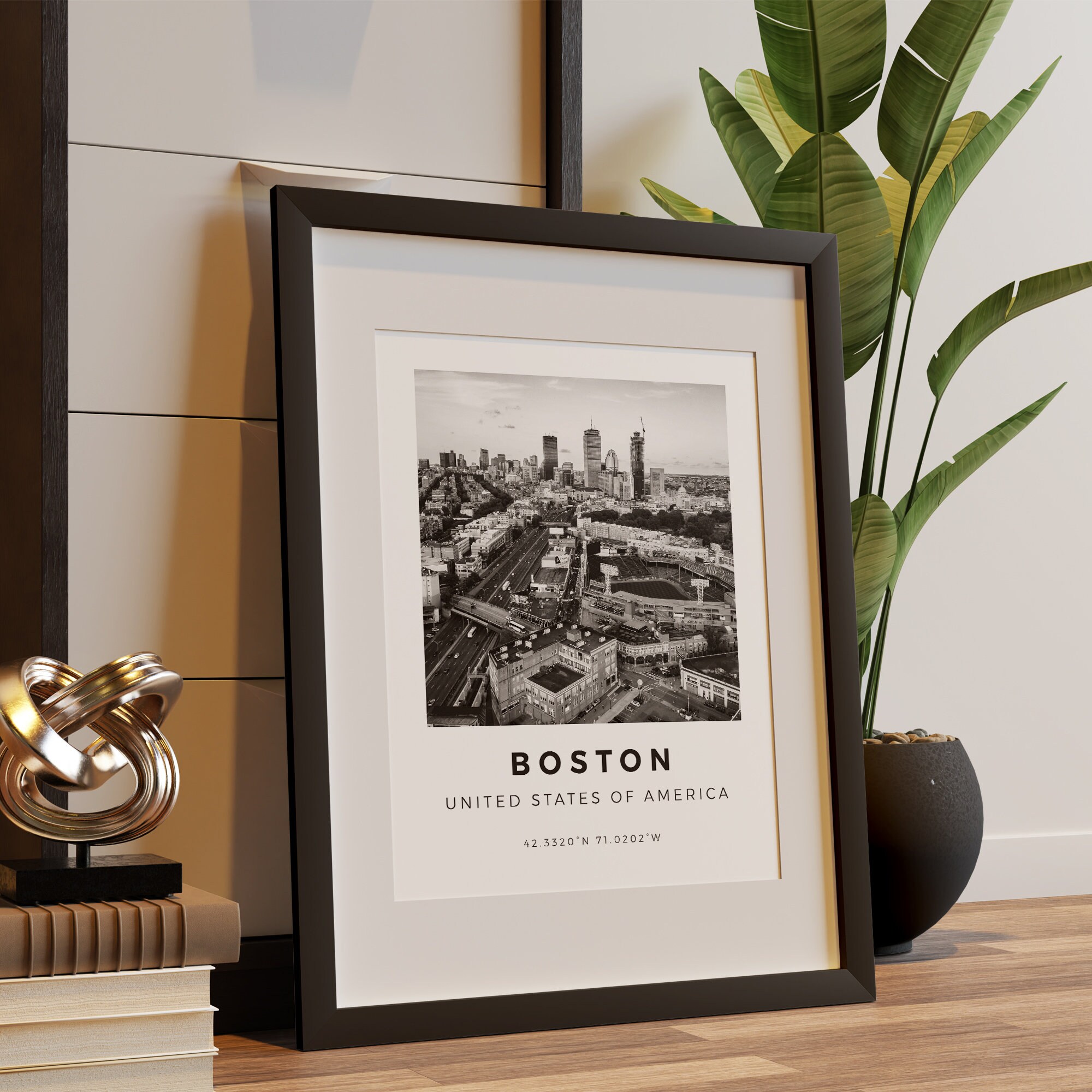 Boston Print Black and White Boston Poster USA Prints | Etsy