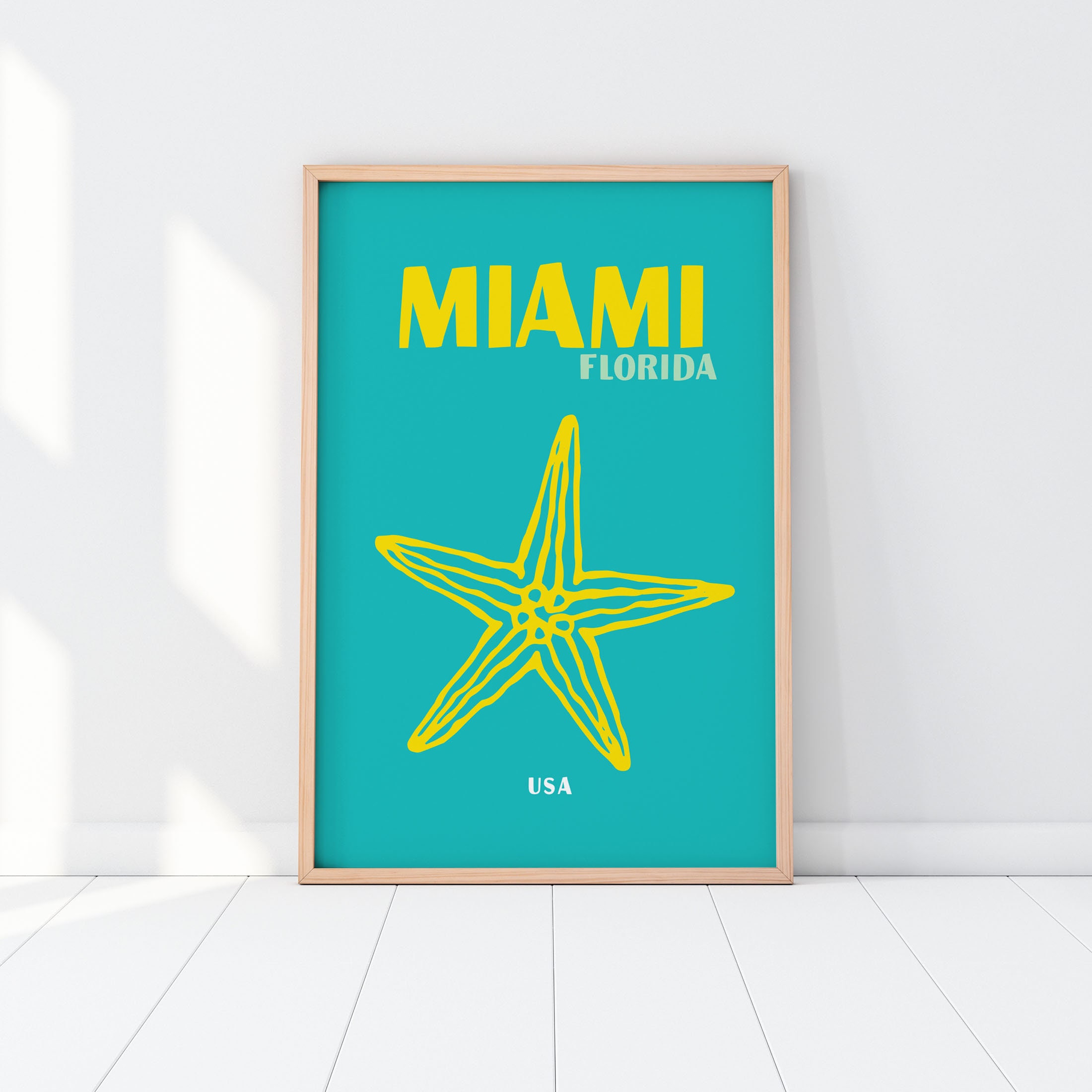 Miami Poster Miami Art Print Retro Travel Poster Preppy - Etsy