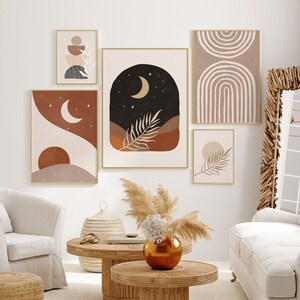 Boho Wall Art Bundle, Boho Wall Print, Neutral Tone Wall Art, Abstract ...