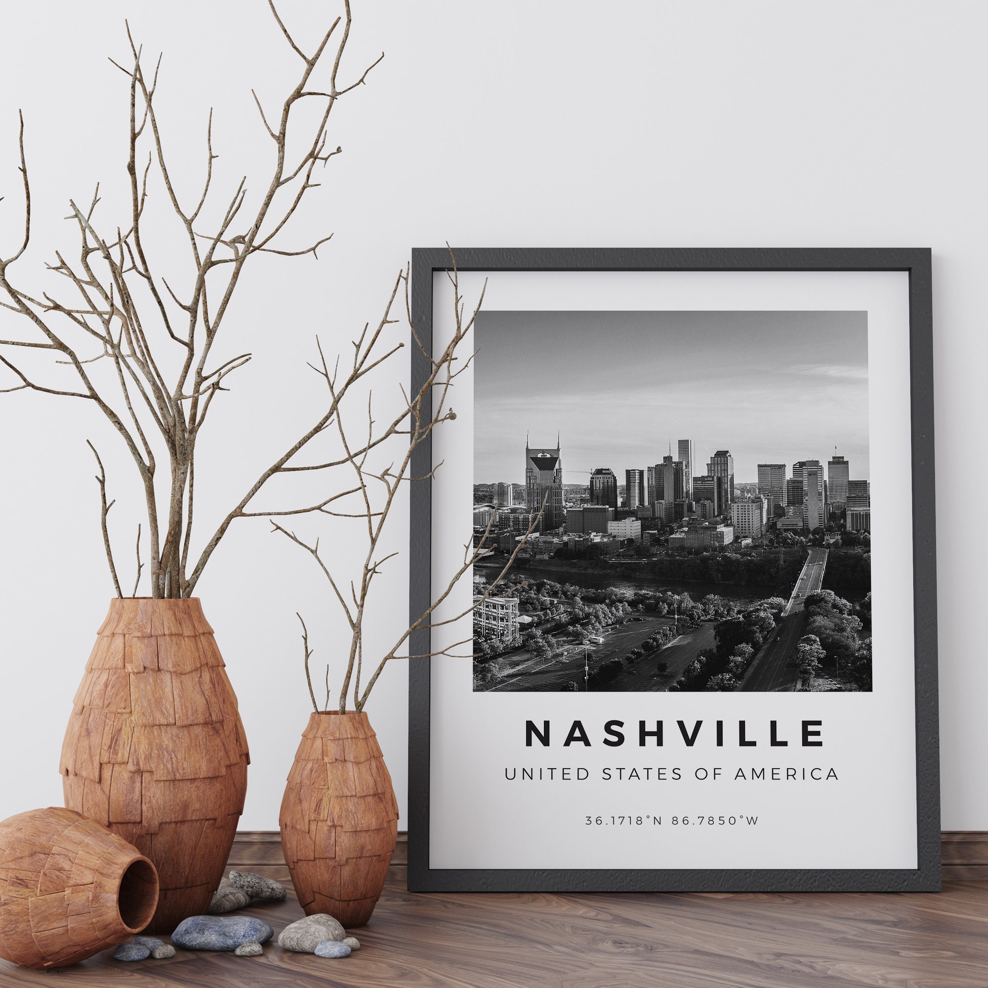 Nashville Print Black and White Nashville Poster USA Print | Etsy