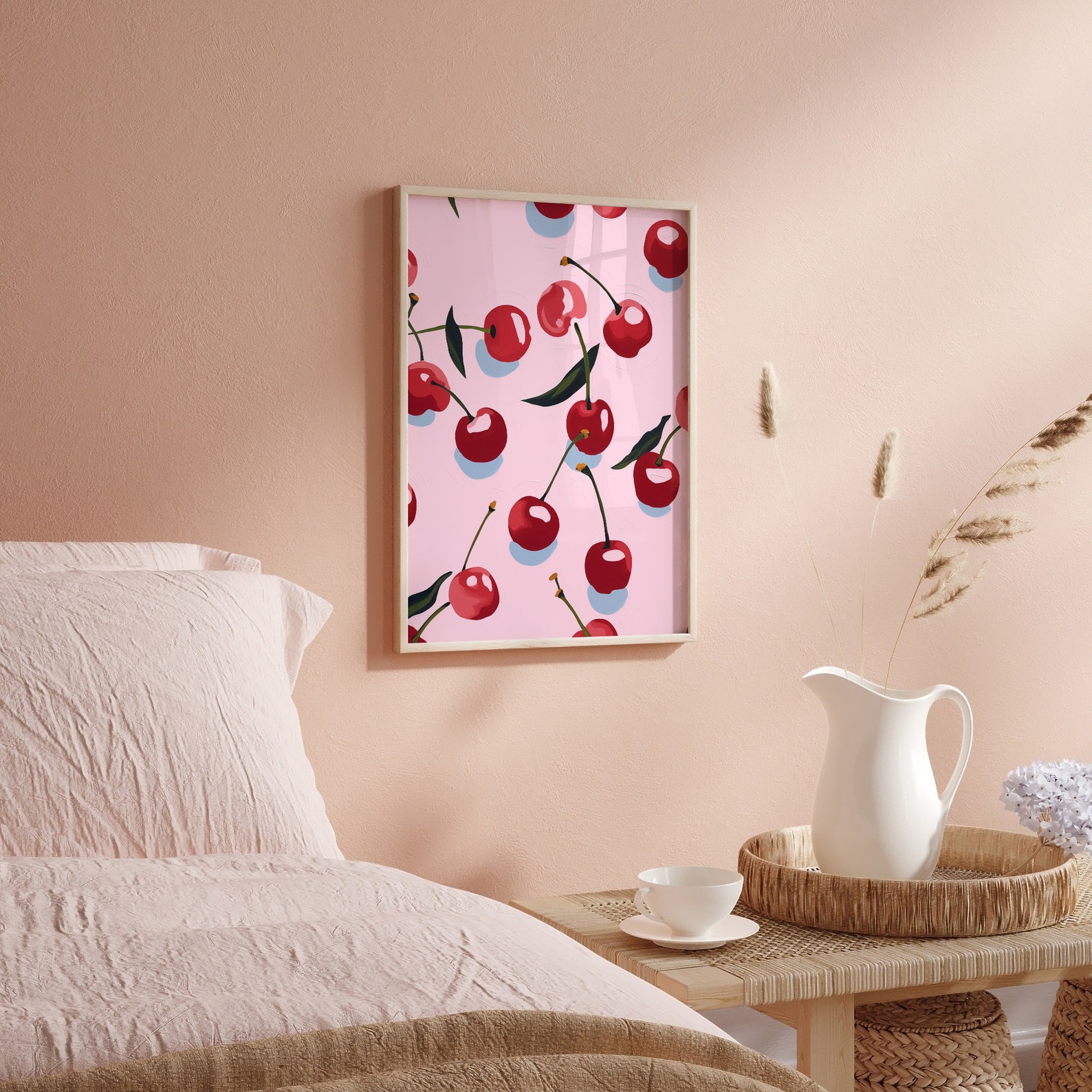 Cherry Poster, Oil Paint Cherry Print, Fruit Print, Fruit Wall Art ...