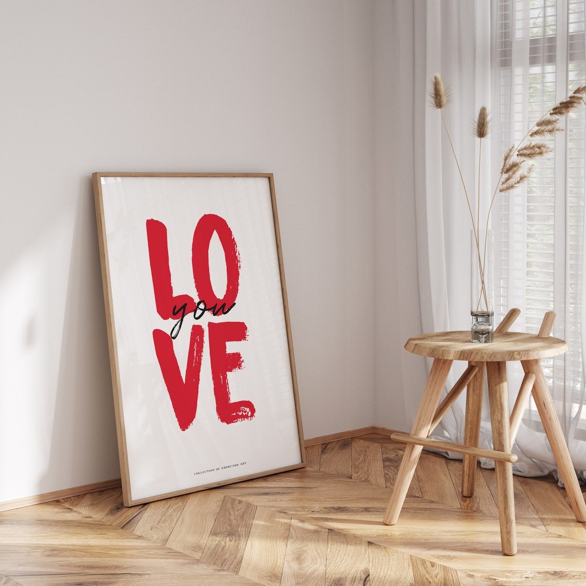 Love You Wall Art, Love Print, Love Wall Art Decor, Gift for Lover, Red ...