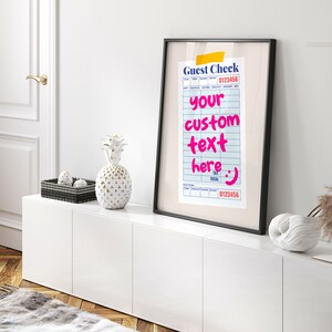 Custom Guest Check Poster, Customizable Guest Check Print, Guest Check Print, Guest Check Poster ...