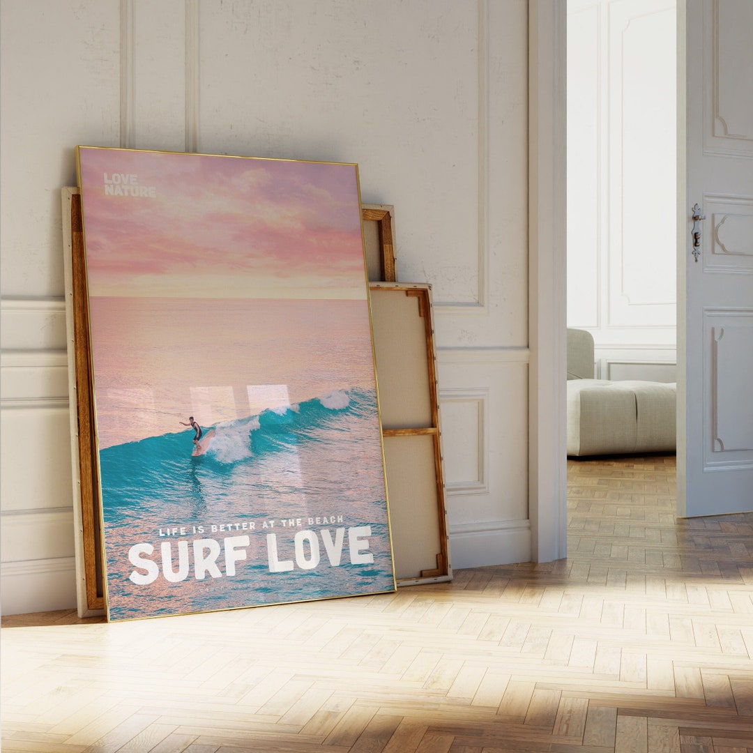 Modern Surf Poster, Surf Love Movie Poster and Magazine Cover Style ...