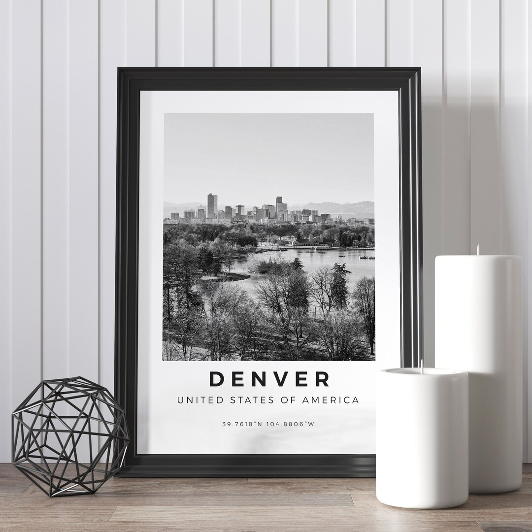 Denver Print Black and White, Denver Poster, USA Prints, Denver Wall ...