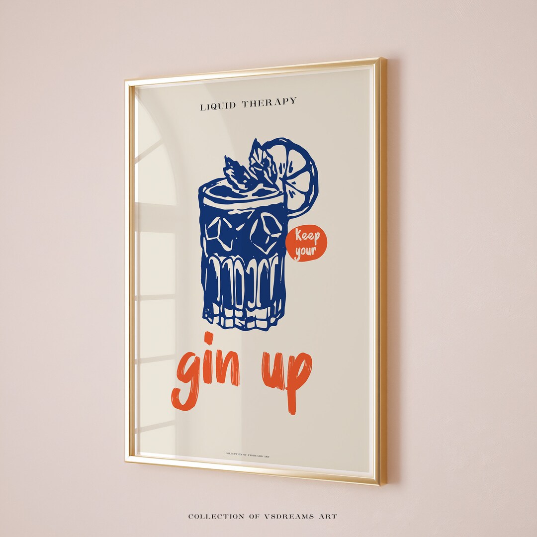 Gin Print, Gin Tonic Poster, Coctail Poster, Cocktail Prints, Bar Cart ...