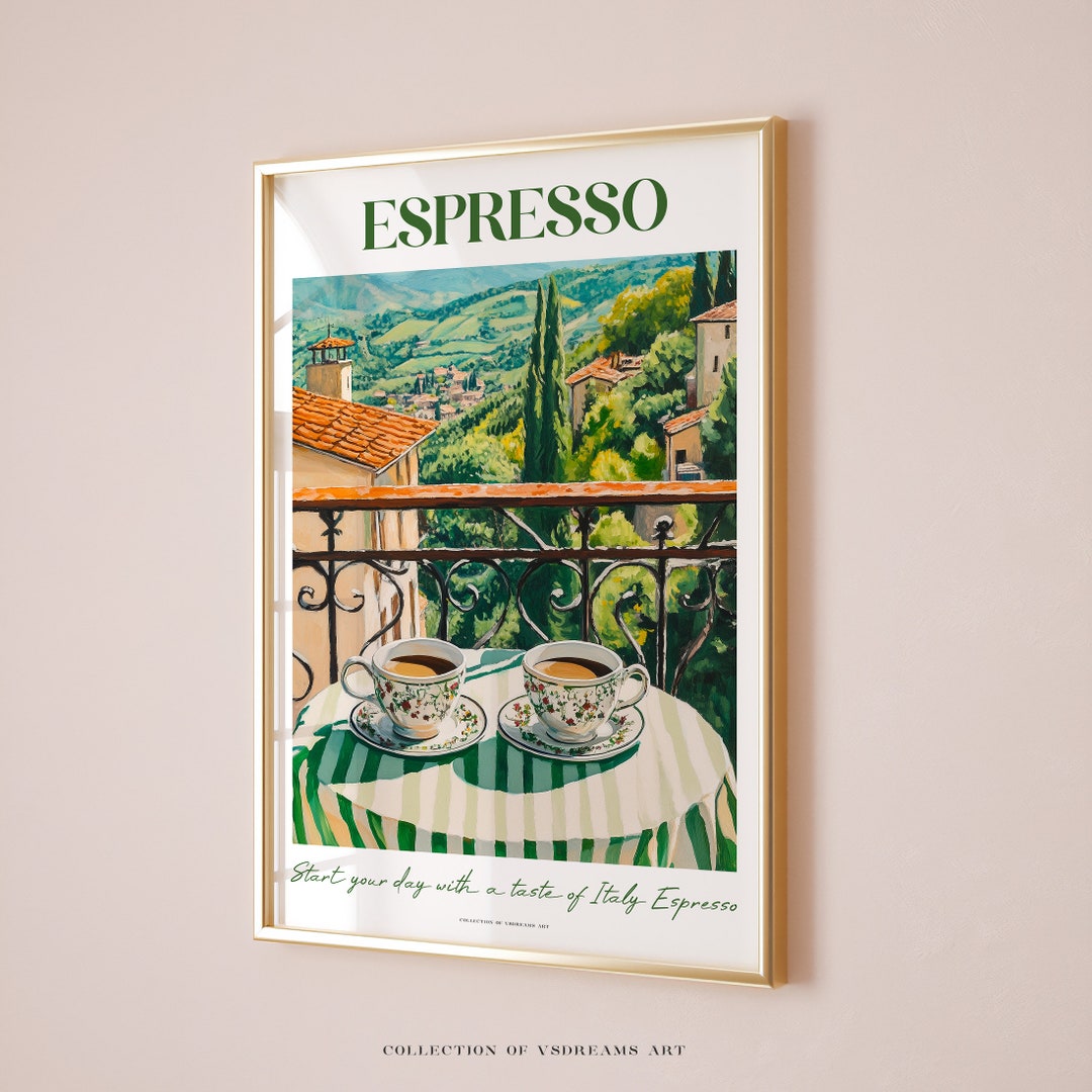 Tuscany Espresso Poster, Bar Cart Decor, Italian Espresso Print, Retro ...