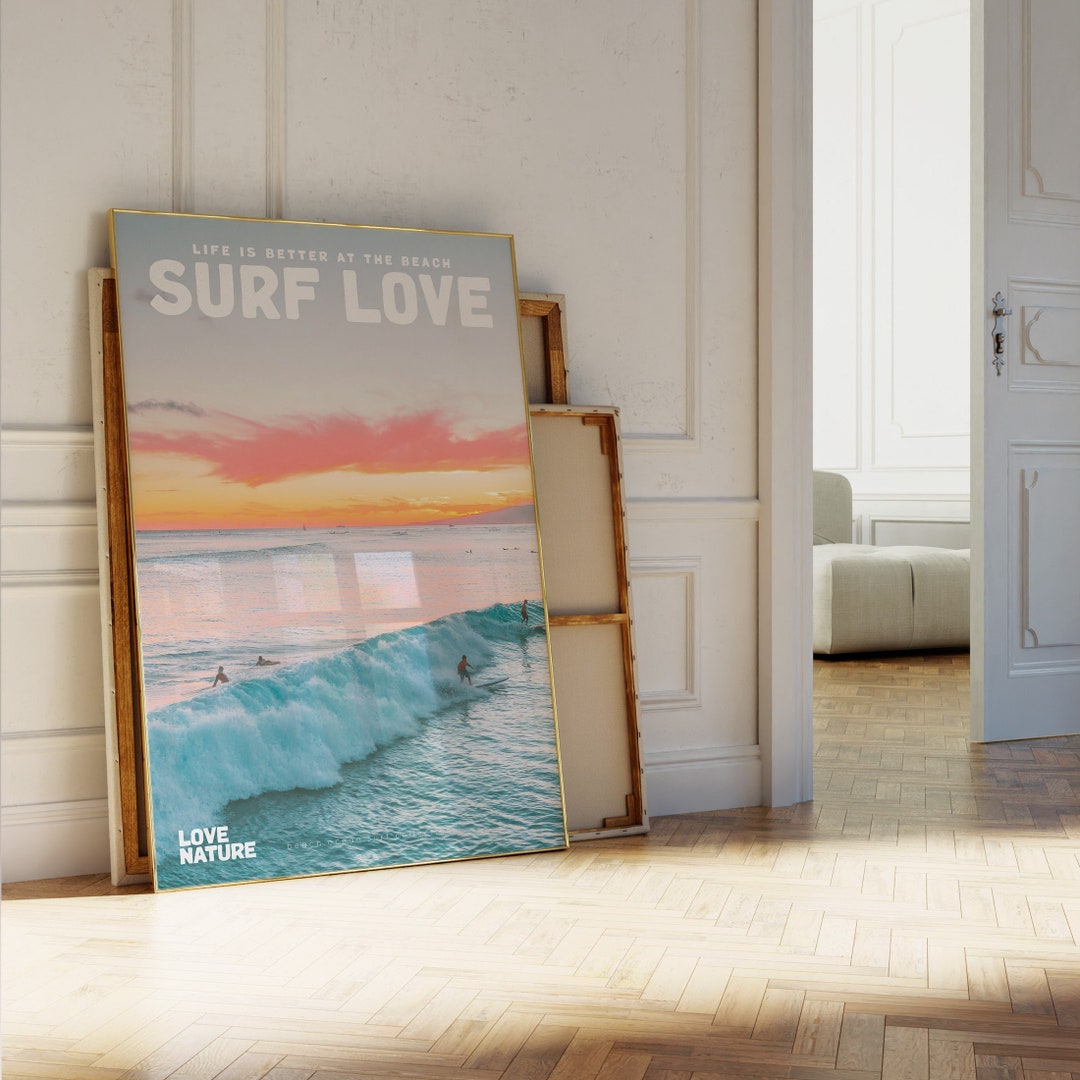 Modern Surf Poster, Surf Love Movie Poster and Magazine Cover Style ...