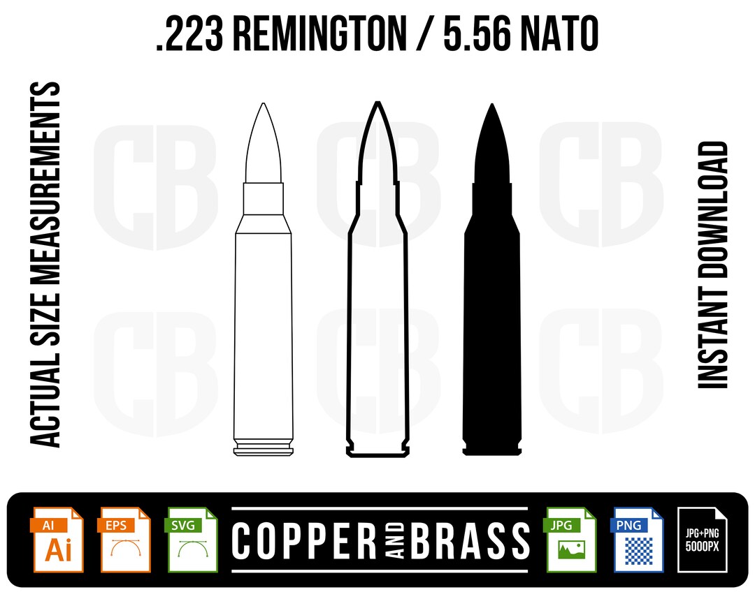 223 Remington / 5.56 NATO Bullet Cartridge / Graphics .ai .svg .eps ...