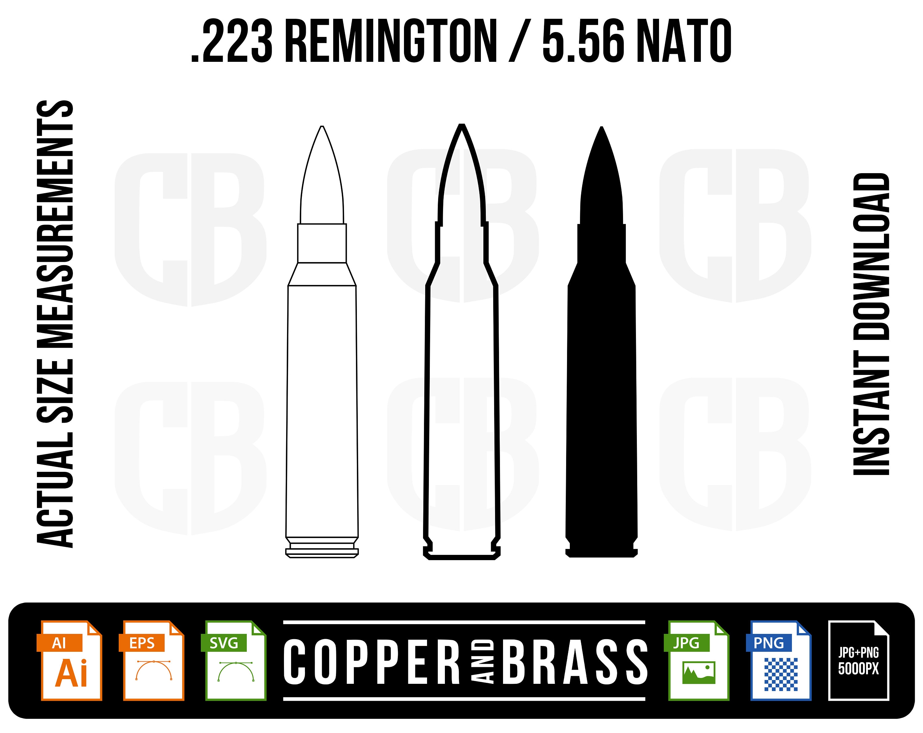 223 Remington / 5.56 NATO Bullet Cartridge / Graphics .ai .svg .eps ...