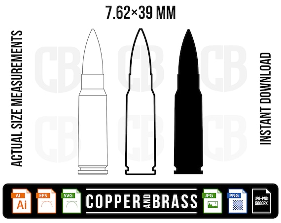 7.62 X 39 Mm M43 Bullet / Graphics .ai .svg .eps .png .jpg - Etsy Finland