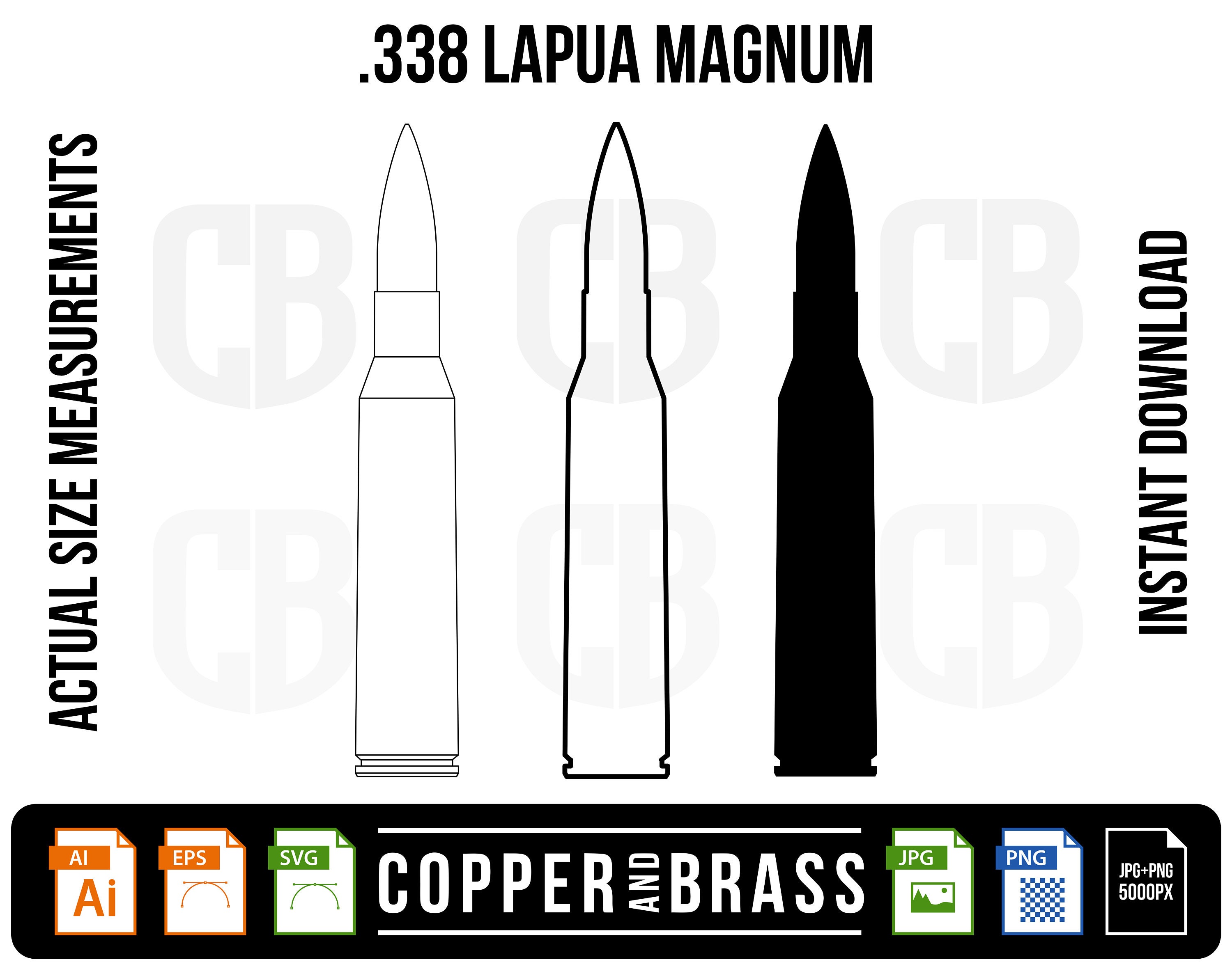 338 Lapua Magnum Bullet Cartridge / Graphics .ai .svg .eps .png .jpg ...