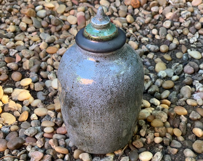 Secret Box: Crackled Gray Ceramic Jar With Lid - Etsy