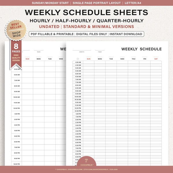 Weekly Schedule - Etsy