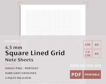 Grid Note Page Gray Letter - Etsy