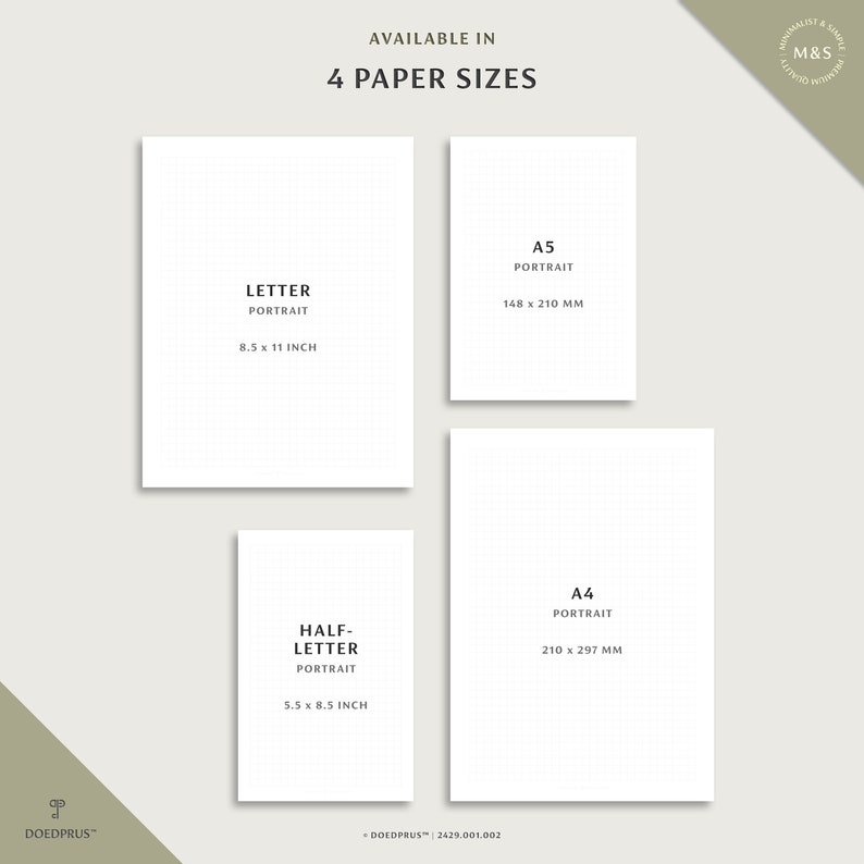 Simple Lined Grid Sheets, Graph Paper, 1.5mm/3mm/4.5mm/6mm/7.5mm/9mm, 2 ...