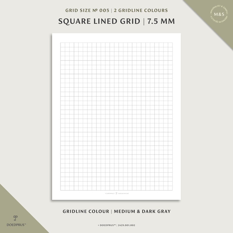 Simple Lined Grid Sheets, Graph Paper, 1.5mm/3mm/4.5mm/6mm/7.5mm/9mm, 2 ...