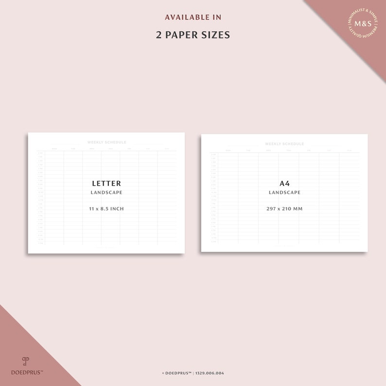 24 Hour Weekly Schedule Sheets, Hourly Layout, 12-hour/24-hour Time ...
