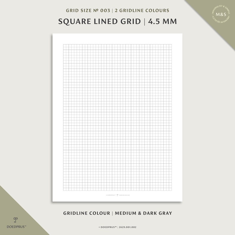 Simple Lined Grid Sheets, Graph Paper, 1.5mm/3mm/4.5mm/6mm/7.5mm/9mm, 2 ...