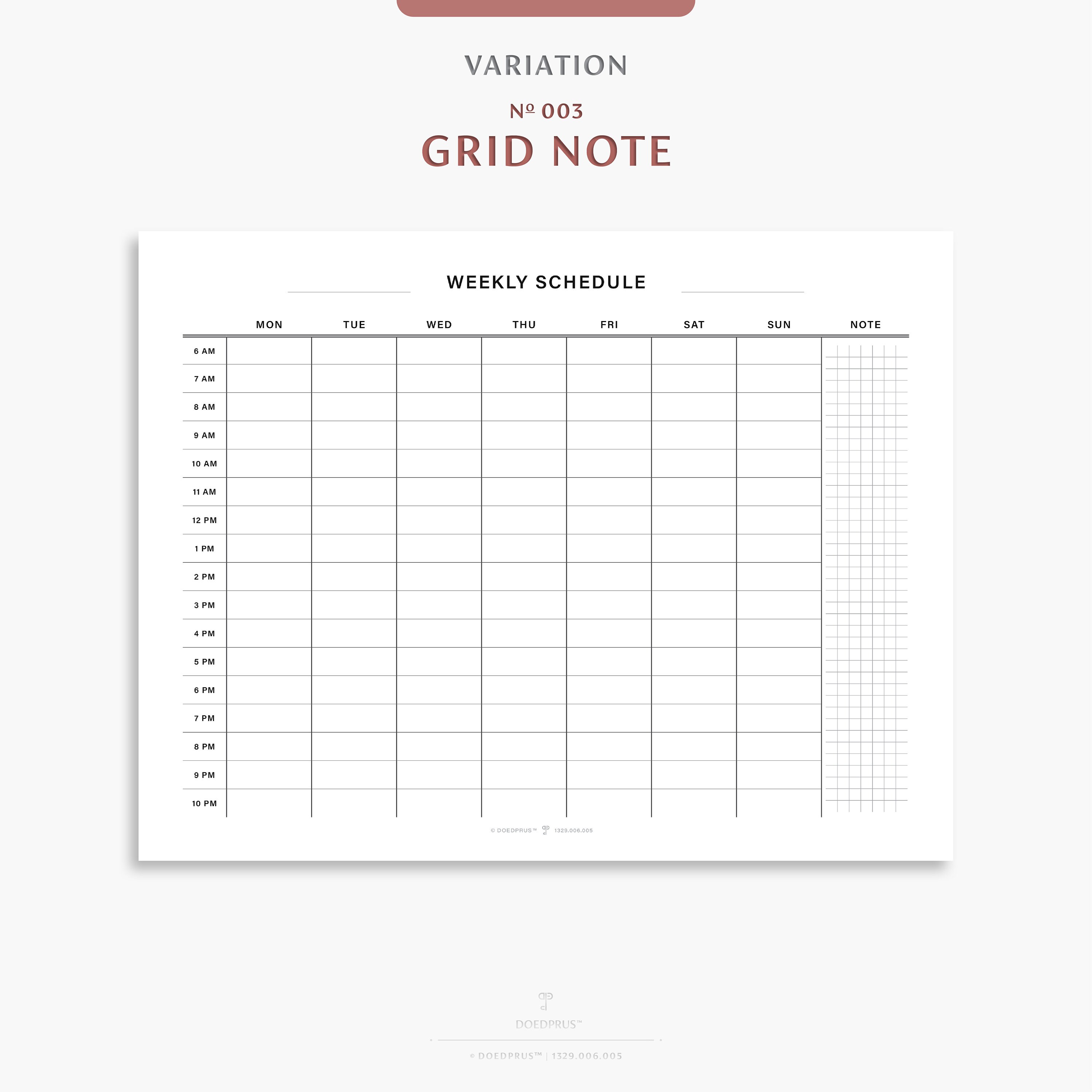 Weekly Schedule Sheets With Note/list, Hourly Layout, 12-hour/24-hour ...