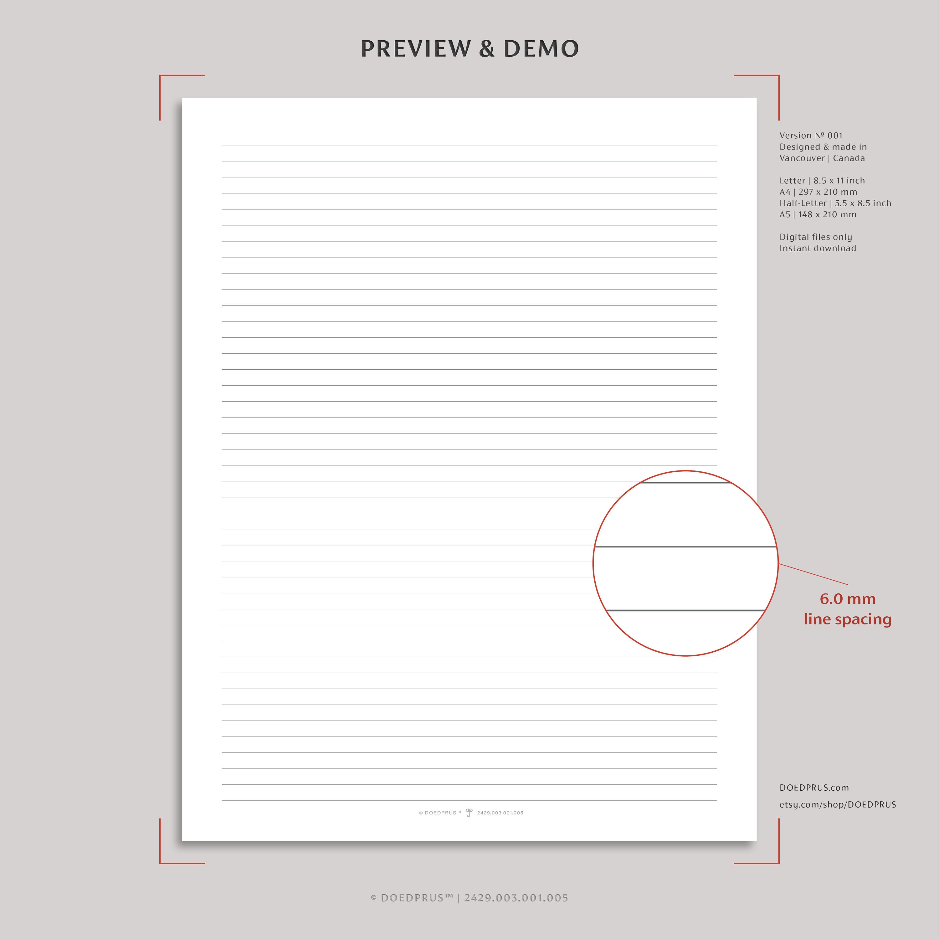 6.0 Mm Lined/ruled Note Sheets, Lined Paper, Dark Gray Fine Lines ...
