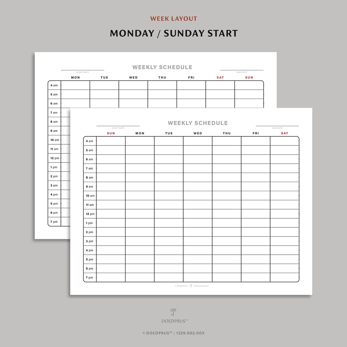 16-hour Hourly/half-hourly Weekly Schedule Sheets Landscape - Etsy UK