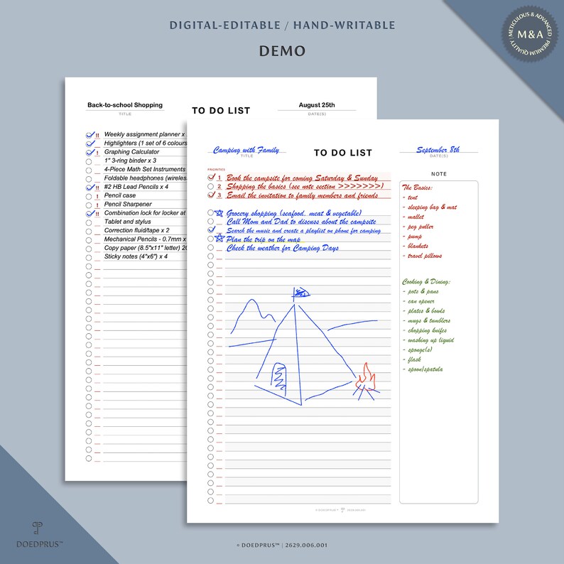 To Do List Sheets With Priorities/note 10 Variations 40 - Etsy