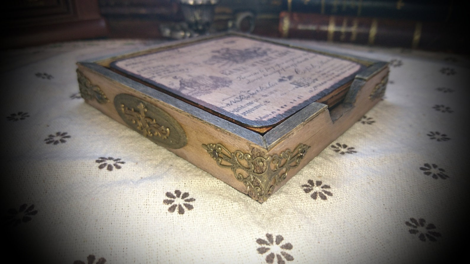 Coasters Drink Mats Coasters With Holder Rustic Victorian - Etsy