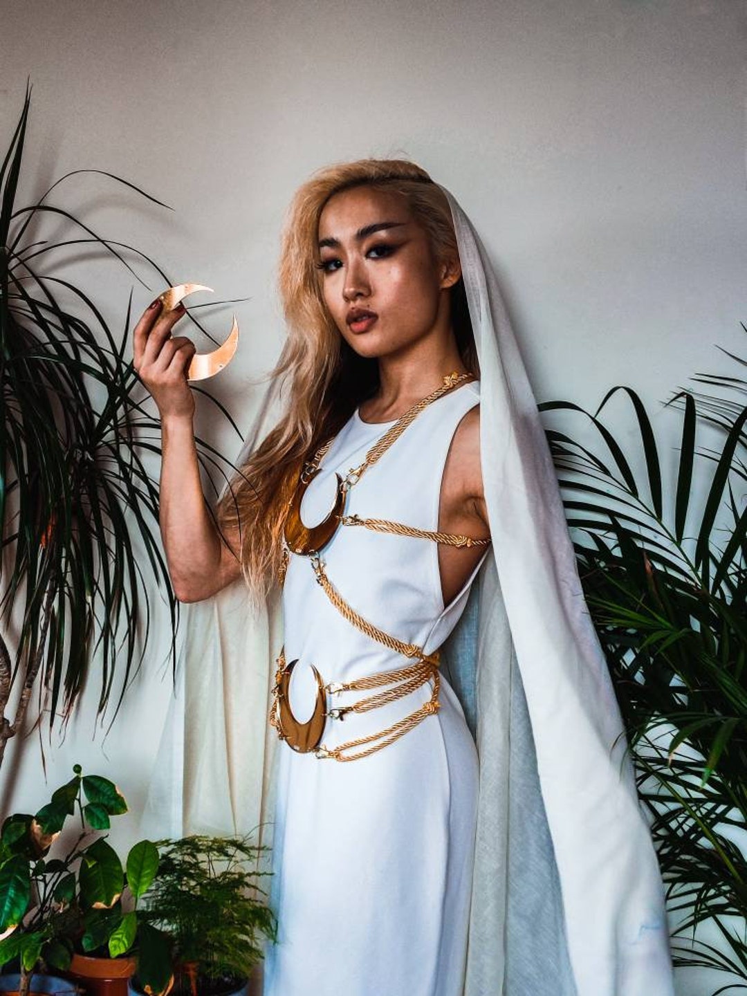 LUNA Shibari Rope Harness & Belt in Gold Satin Rope Mirror Metallic Crescent Moon LOH - Etsy