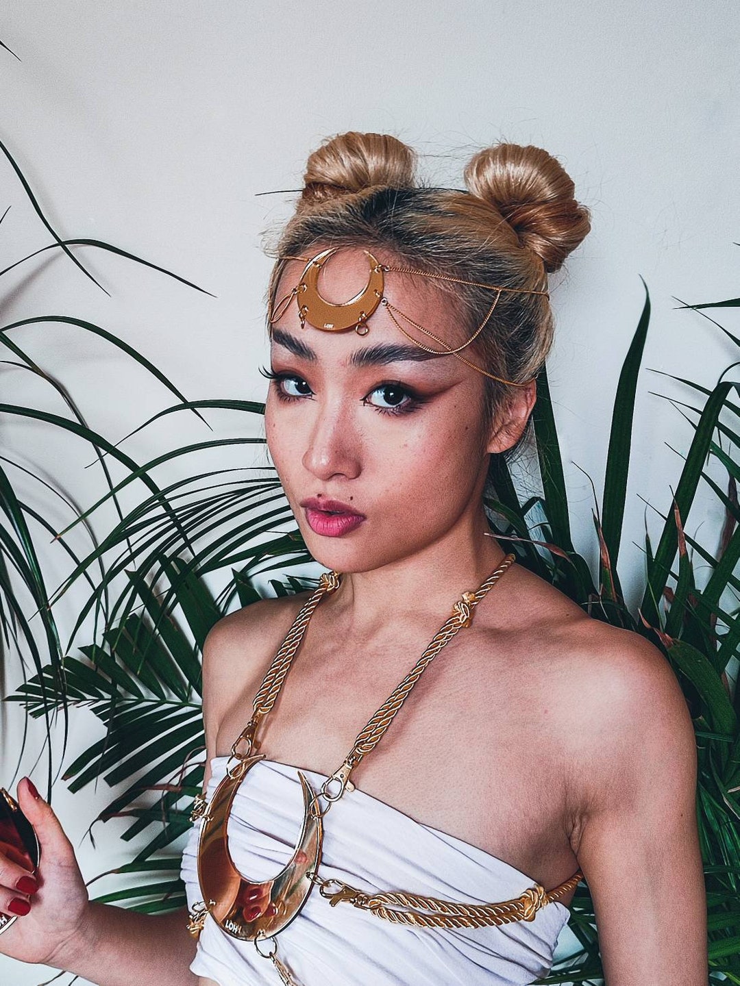 LUNA Crescent Moon Head Piece Gold Circlet LOH - Etsy