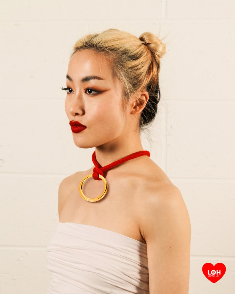 Shibari Rope Bondage Choker • Multiway Necklace • GOLD & SILVER • Red ...