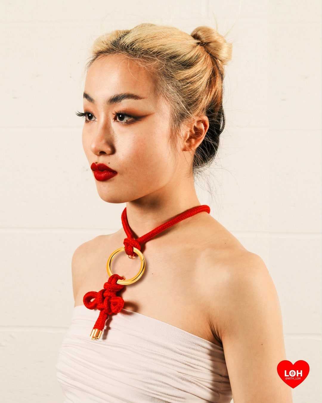 Shibari Rope Bondage Choker • Multiway Necklace • GOLD & SILVER • Red ...