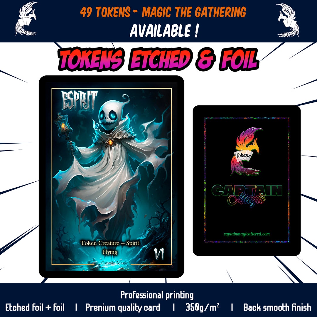 Spirit Token (1/1) Flying - Esprit Jeton - MTG - Magic the Gathering - Custom Card - Foil Etched ...