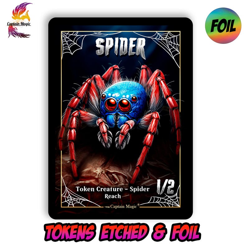 Spider Token ( 1/2 Reach ) - Araignée Jeton (portée) - MTG - Magic the ...