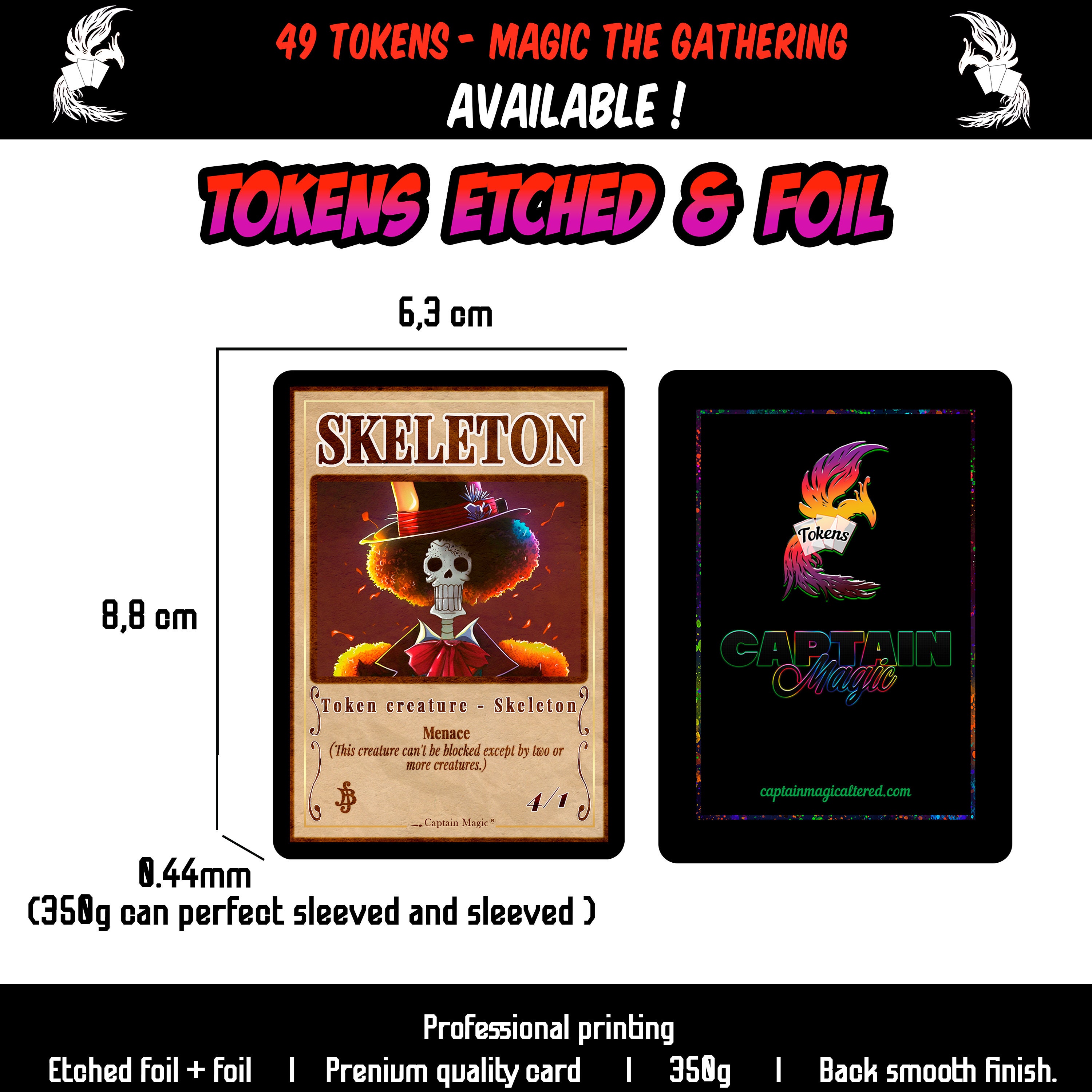 Skeleton Token (4/1) Menace - Squelette Jeton - MTG - Magic the ...