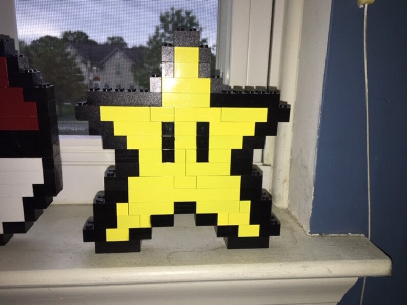 Painted Lego Super Mario Star Bitart | Etsy
