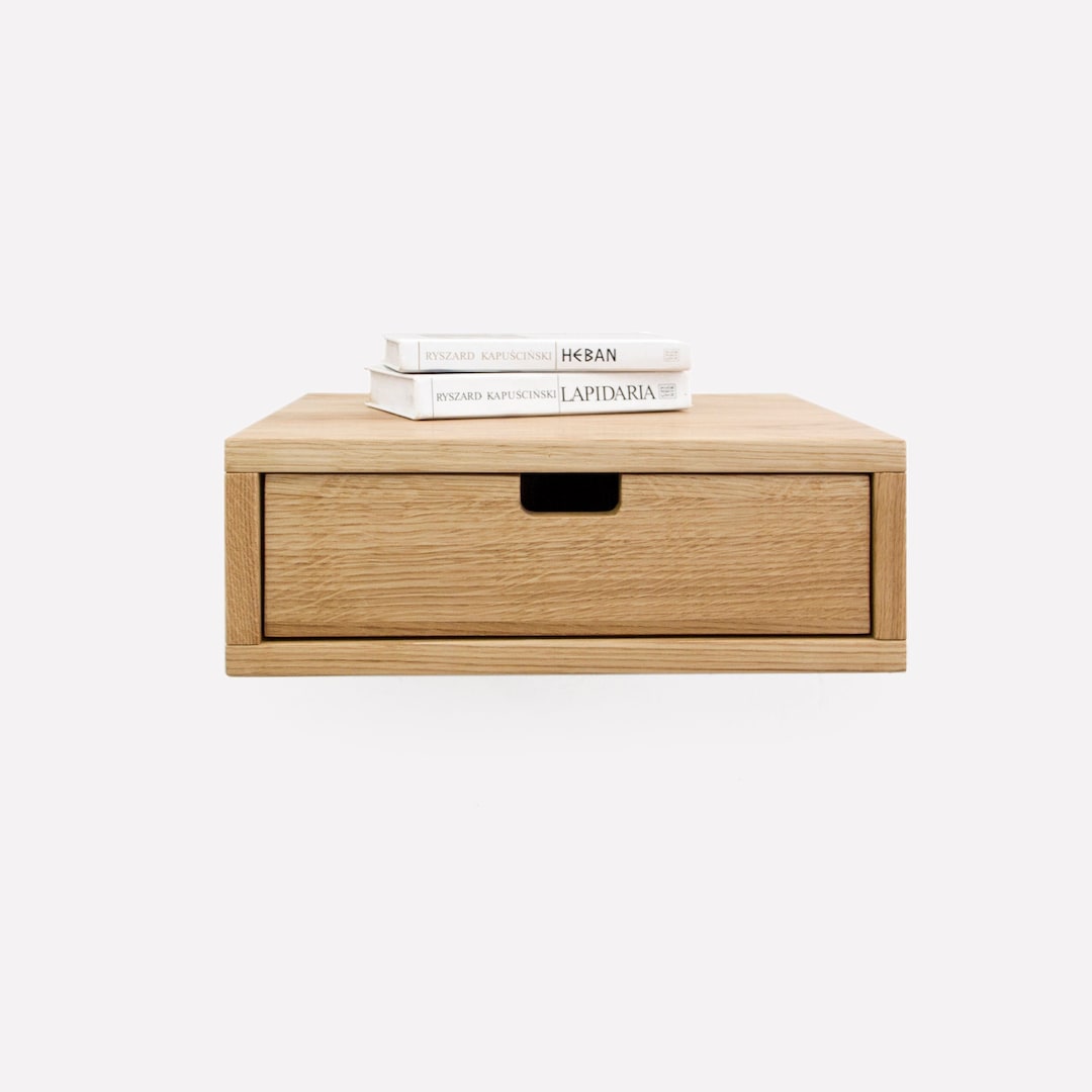 Oak Floating Bedside Table, Solid, Oak, Unit, Bedside Table, Cabinet ...