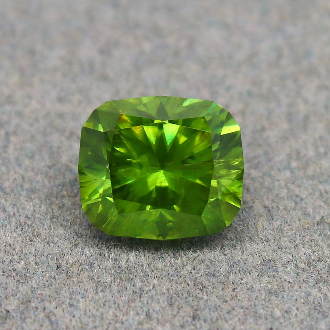 Natural Rare Russian Demantoid Garnet 3.08 Carat 8.5x7.5 MM Cushion ...
