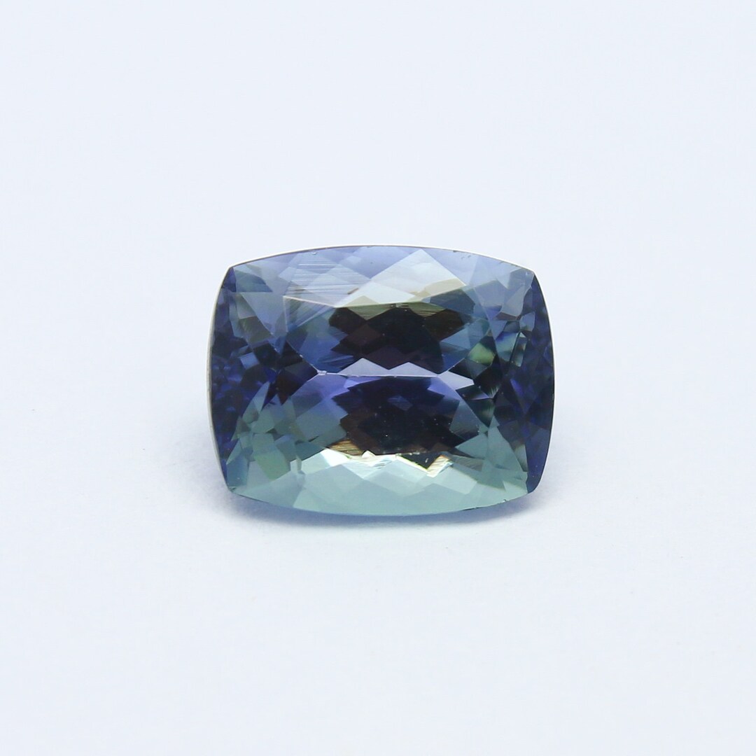Natural Flawless Bi-color Zoisite Tanzanite 2.71 Carat 9.1x7.1 MM Cushion Shape Faceted Gemstone ...