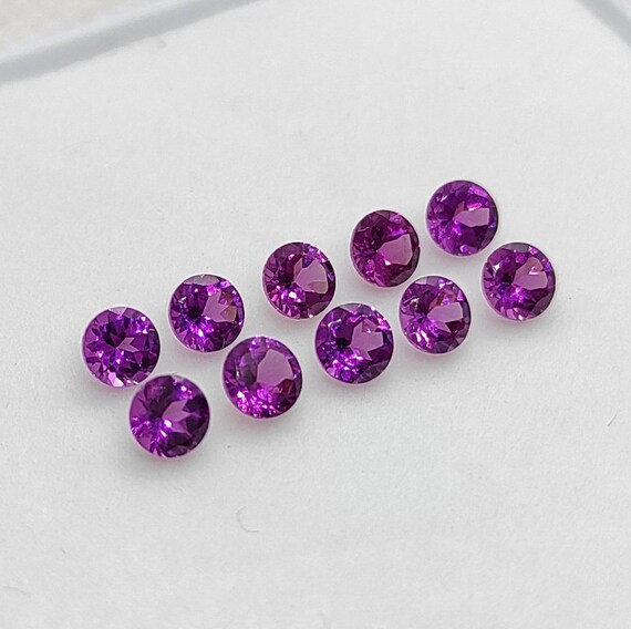 Materials Natural Purple Rhodolite Lot 3MM3.5MM4MM Round Shape Faceted ...