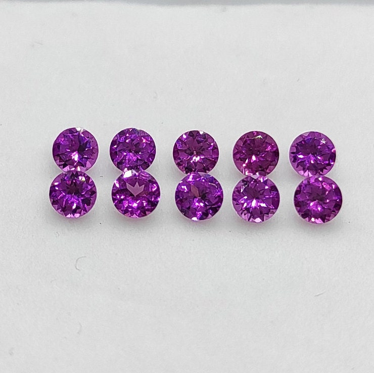 Materials Natural Purple Rhodolite Lot 3MM3.5MM4MM Round Shape Faceted ...