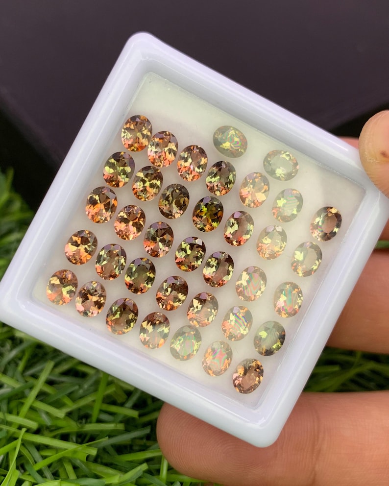 Natural Bi Color Andalusite Lot 5x4 MM Oval Shape Faceted Gemstone Lot ...