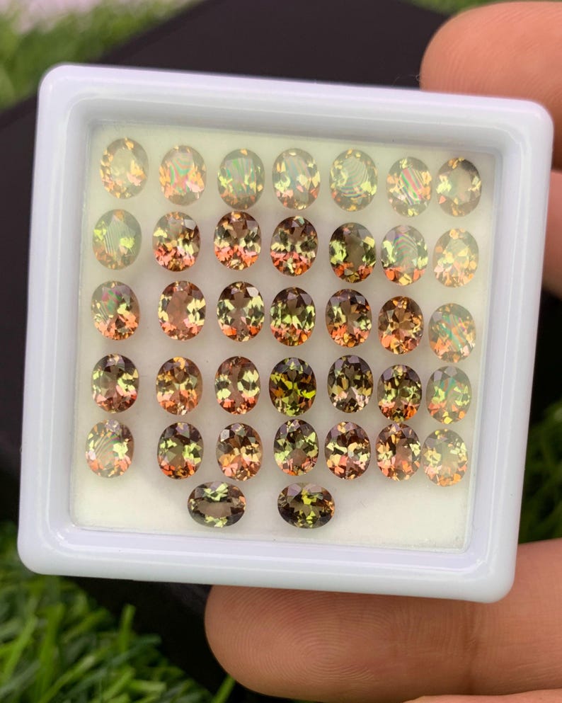 Natural Bi Color Andalusite Lot 5x4 MM Oval Shape Faceted Gemstone Lot ...
