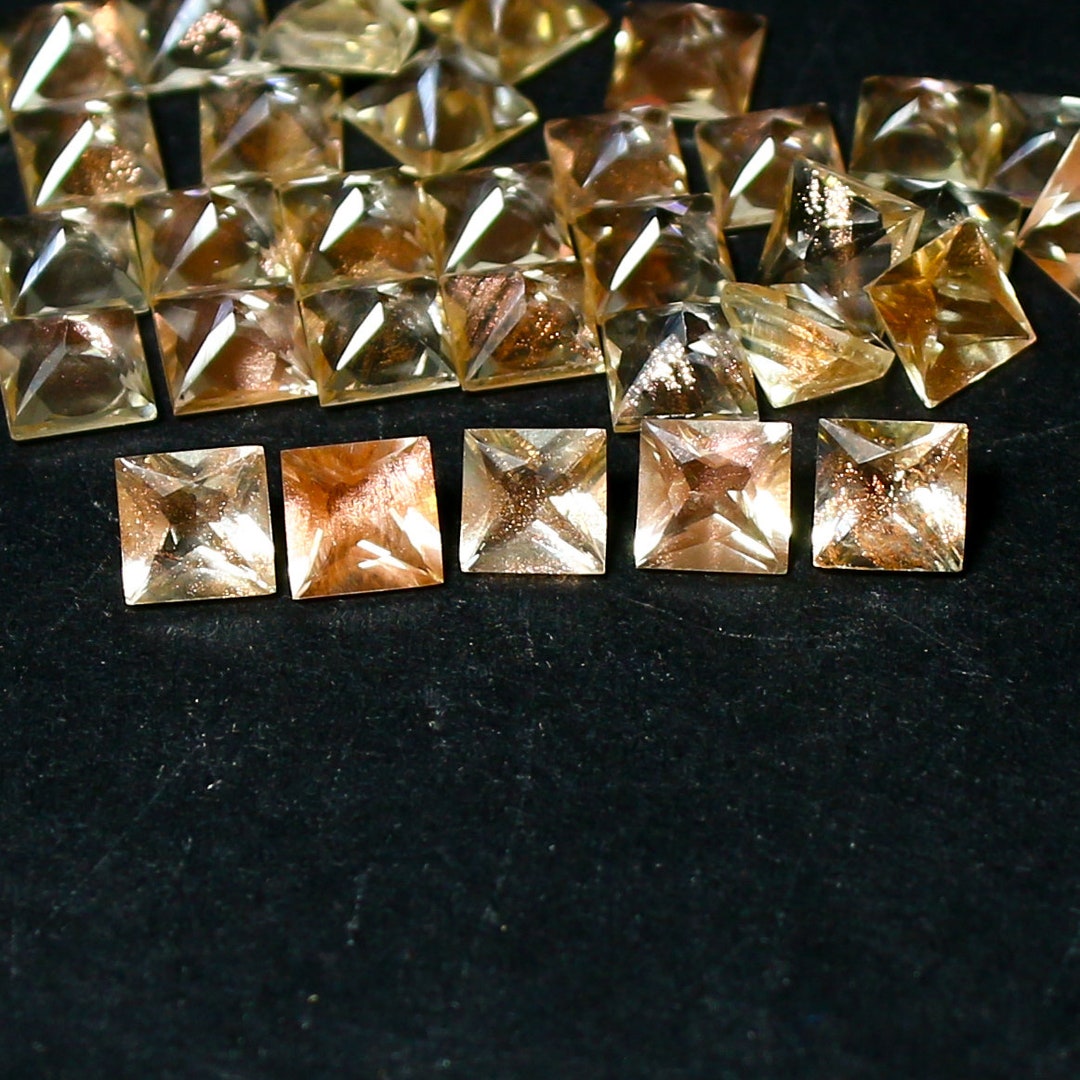 Natural Oregon Sunstone Princess Cut 4x4 MM Square Shape Faceted ...