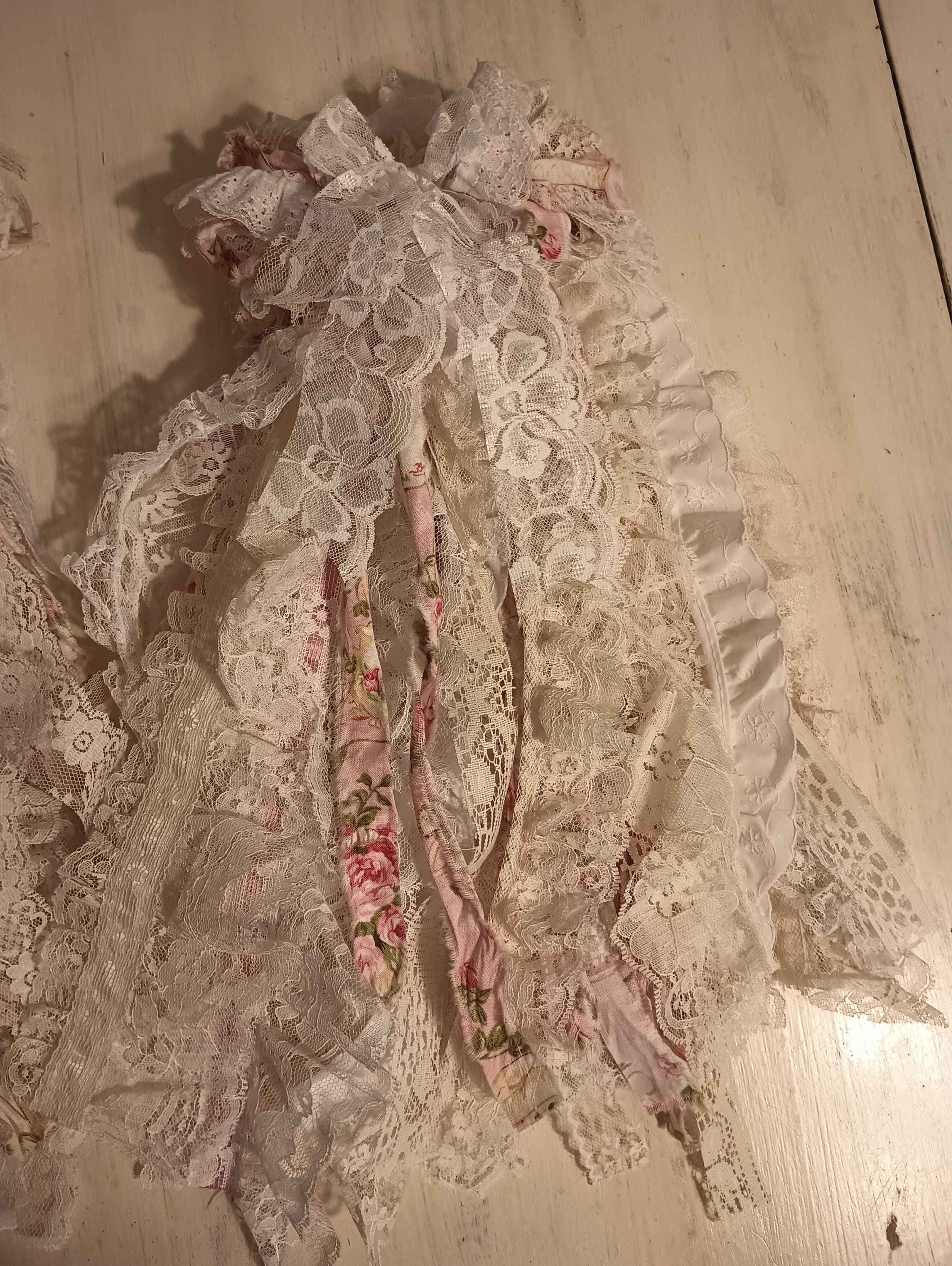 Lace Bows Shabby Chic Tea Party Pink White & Cream Bow, Cottage,chic ...