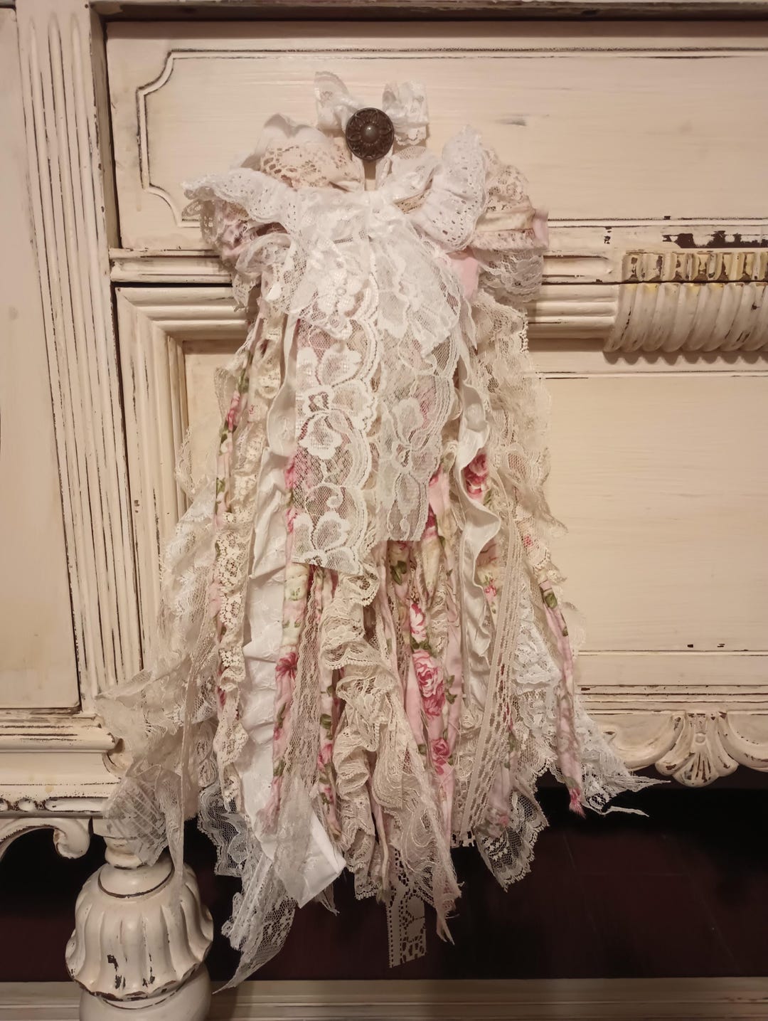 Lace Bows Shabby Chic Tea Party Pink White & Cream Bow, Cottage,chic ...