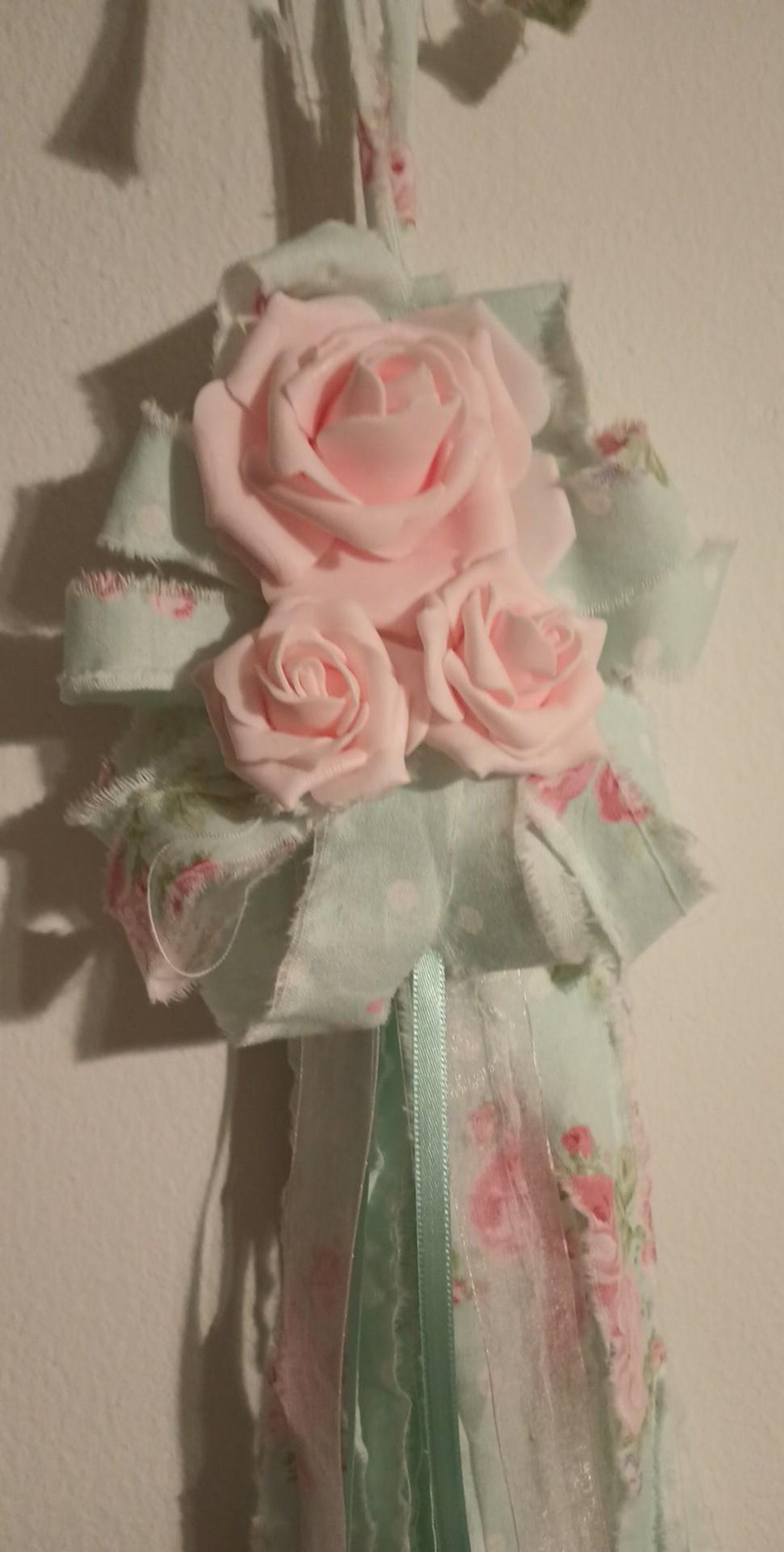 Rag Bows Shabby French Farmhouse Cottage Mint Rose Bow, Cottage Bow ...