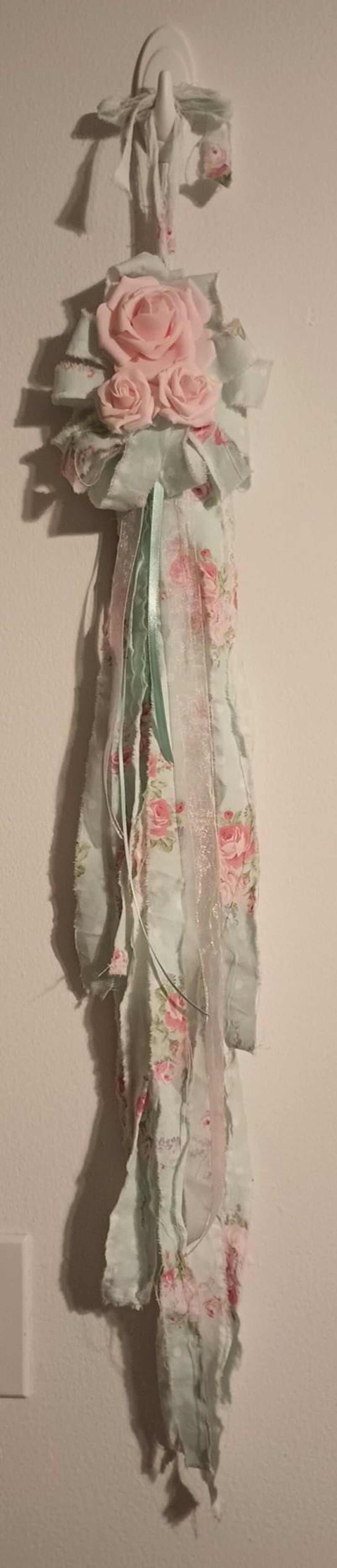 Rag Bows Shabby French Farmhouse Cottage Mint Rose Bow, Cottage Bow ...