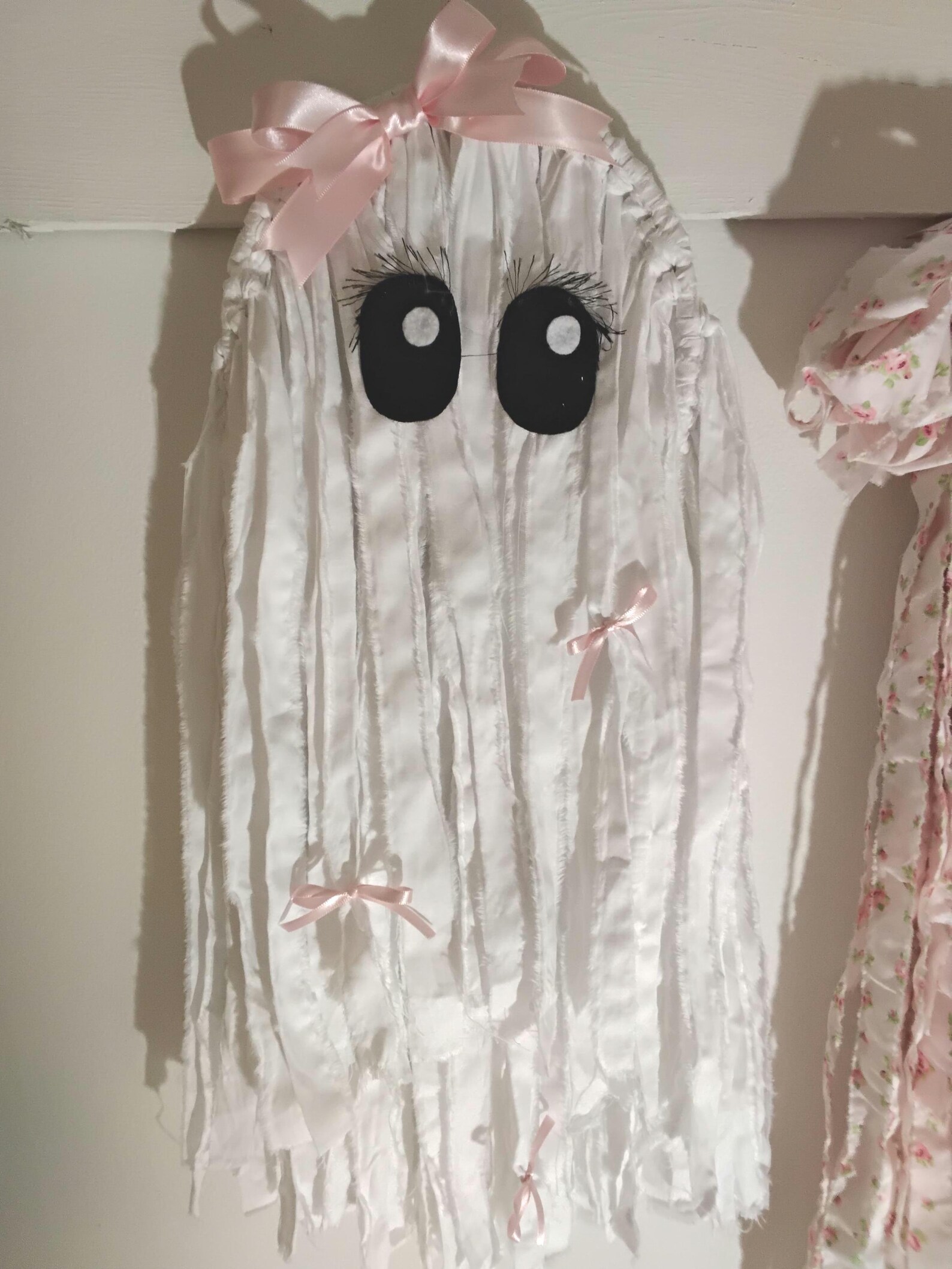 Halloween Shabby Chic Pink Bow Rag Ghost, Pink Bow Ghost, Pink ...